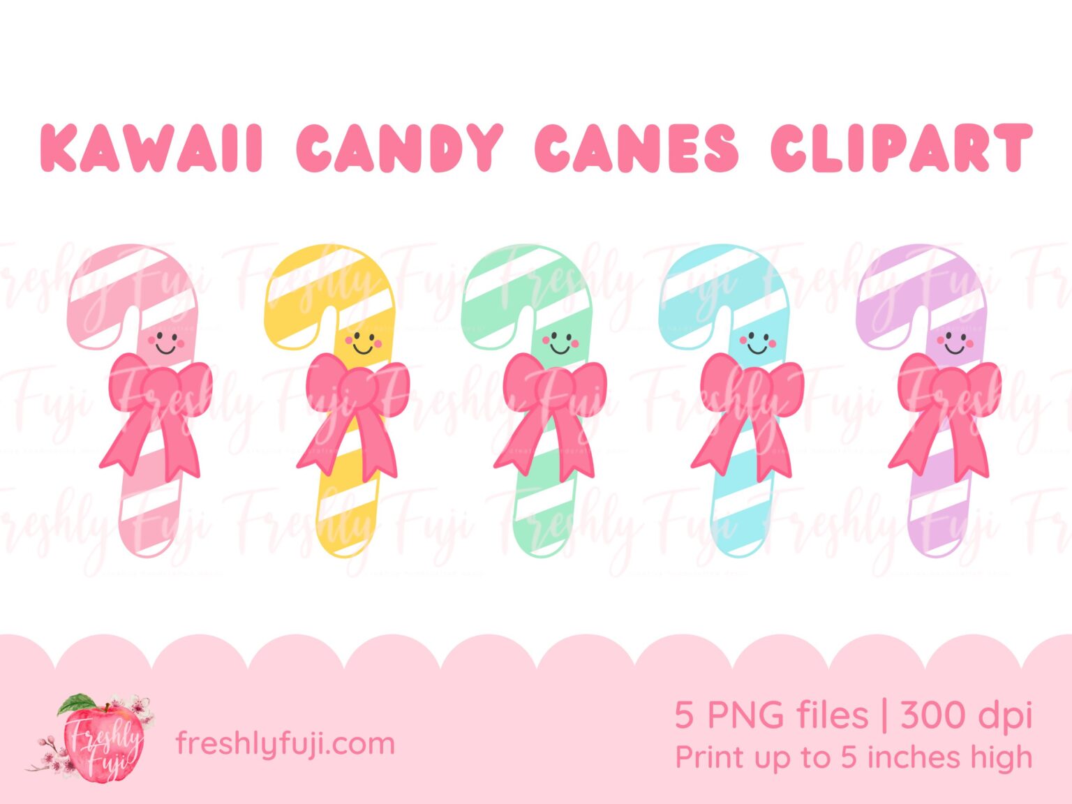 Kawaii Candy Canes Clipart Files - Freshly Fuji